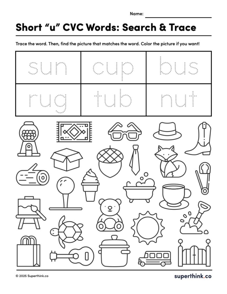 Free Picture Clues Rhyming Words Worksheet for Kindergarten - Superthink